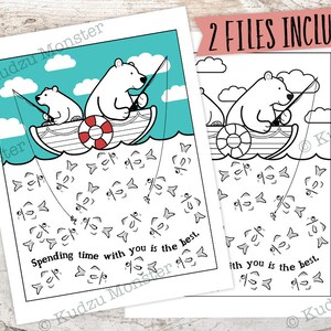 Finger Paint Art Father's Day Printable Fishing Bears in a Boat DIY Kid ...