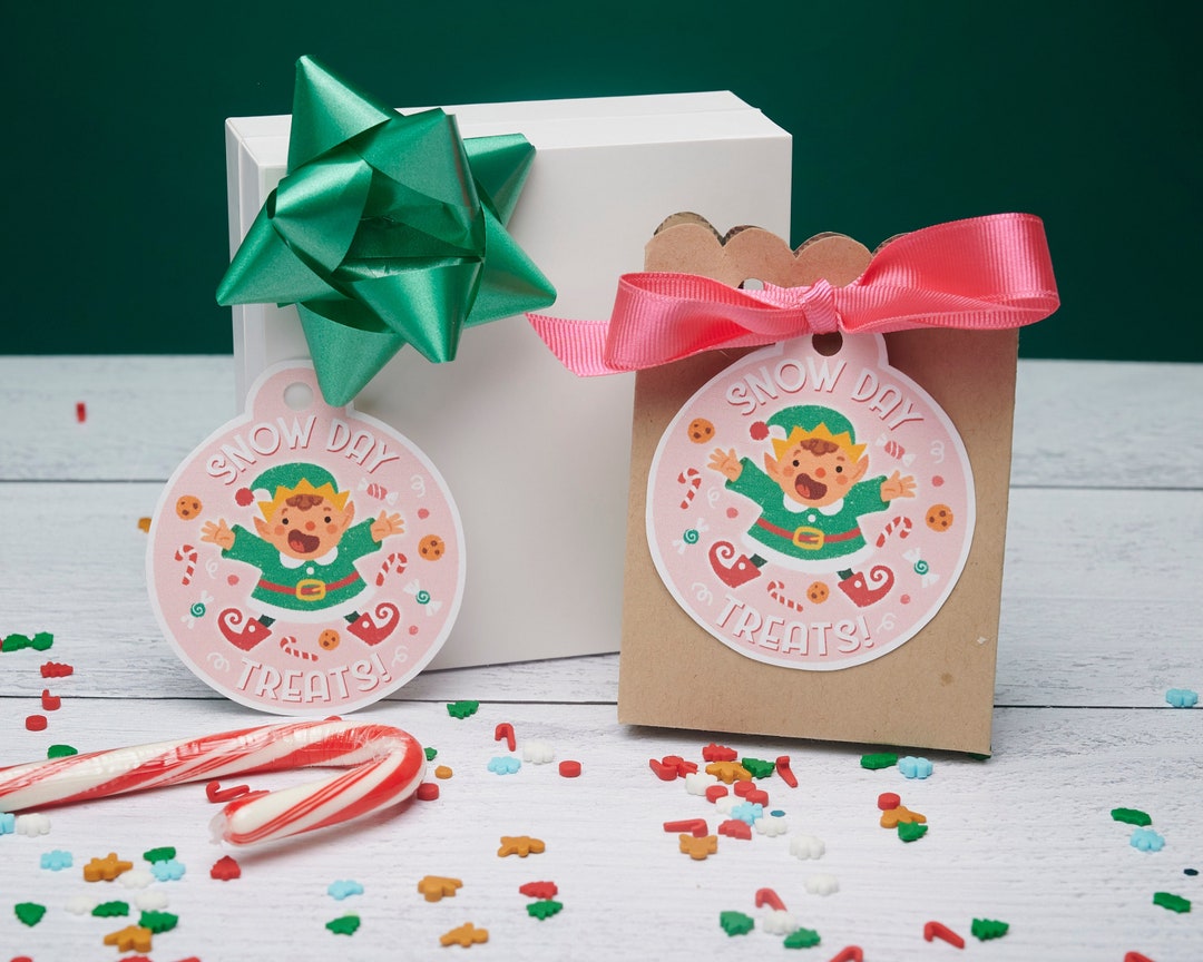 Printable Gift Tags | Cute Illustrated Elf Snow Day Treats Tags for ...