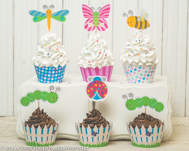Garden Bug Spring Party Printable Decor Kit DIY Cupcake - Etsy