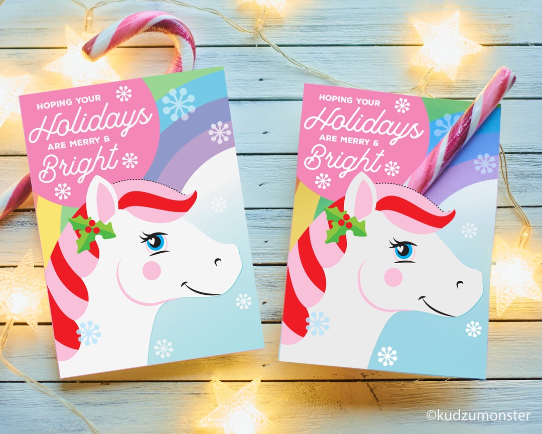 Unicorn Christmas Candy Cane Holder Horn Card for Kids Classroom ...