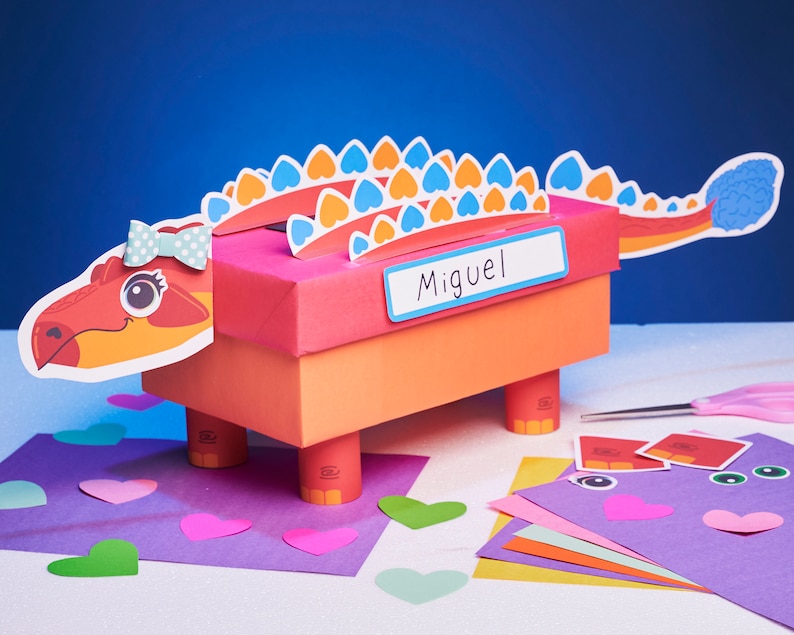 Ankylosaurus Valentine Box Kit | Printable Dinosaur Mailbox for ...