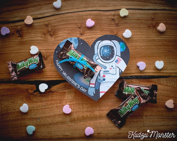 Valentines NASA Astronaut Milky Way Space Card Label INSTANT Download ...