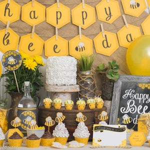 BEE Day Birthday Party Kit Bumble Bee Themed 1st Birthday, 2nd Birthday ...