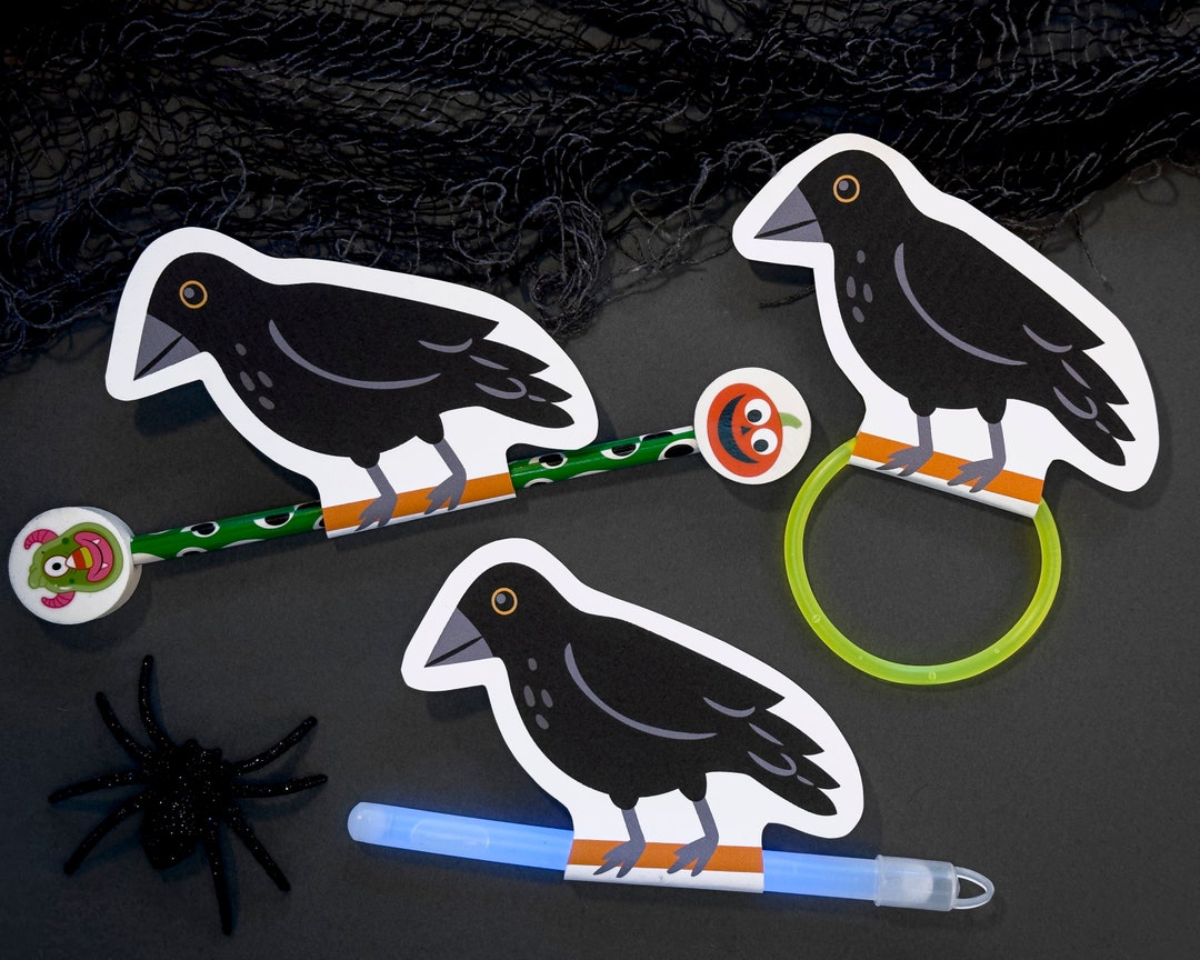 Printable Raven Halloween Hugger Cards - Glow Stick, Glow Bracelet ...