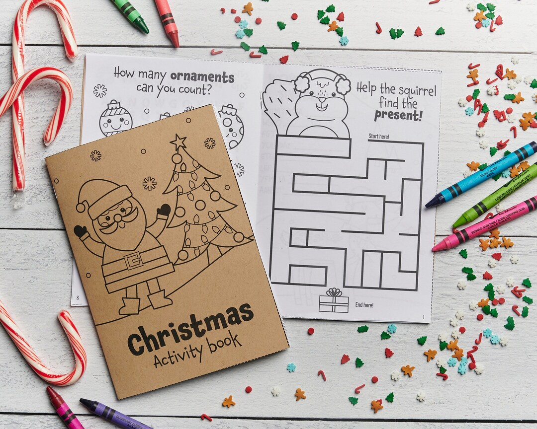 Printable Christmas Activity Book for the Kids Table | Santa Coloring ...
