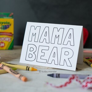 Coloring Mother's Day Pop up Card INSTANT DOWNLOAD Mama Bear 3D DIY ...