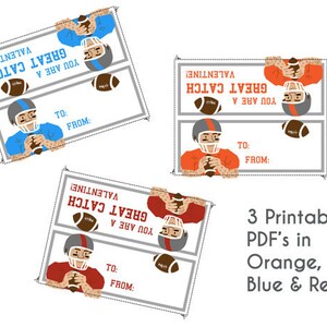 Football Printable Treat Topper Valentine's Day Boy INSTANT DOWNLOAD ...