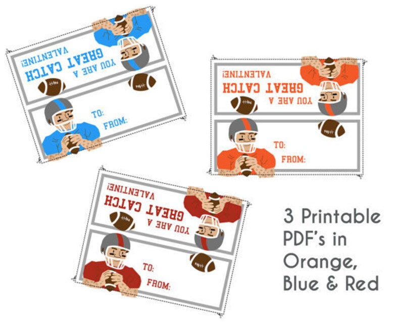 Football Printable Treat Topper Valentine's Day Boy INSTANT DOWNLOAD ...