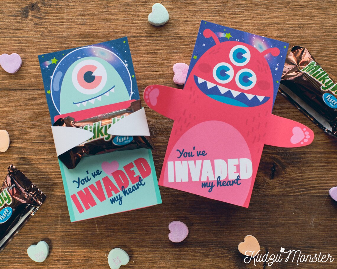 Valentines Alien Hugger Milky Way Space Monster Card INSTANT - Etsy