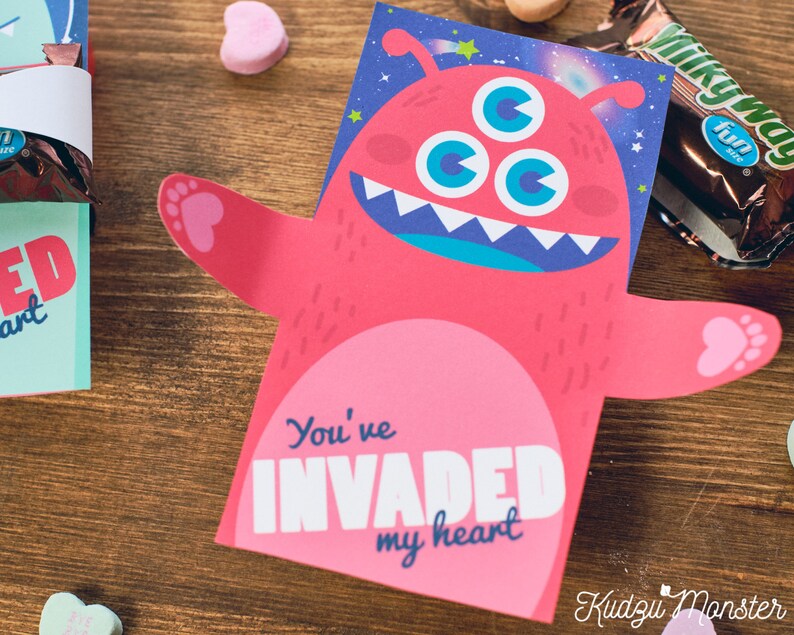 Valentines Alien Hugger Milky Way Space Monster Card INSTANT - Etsy
