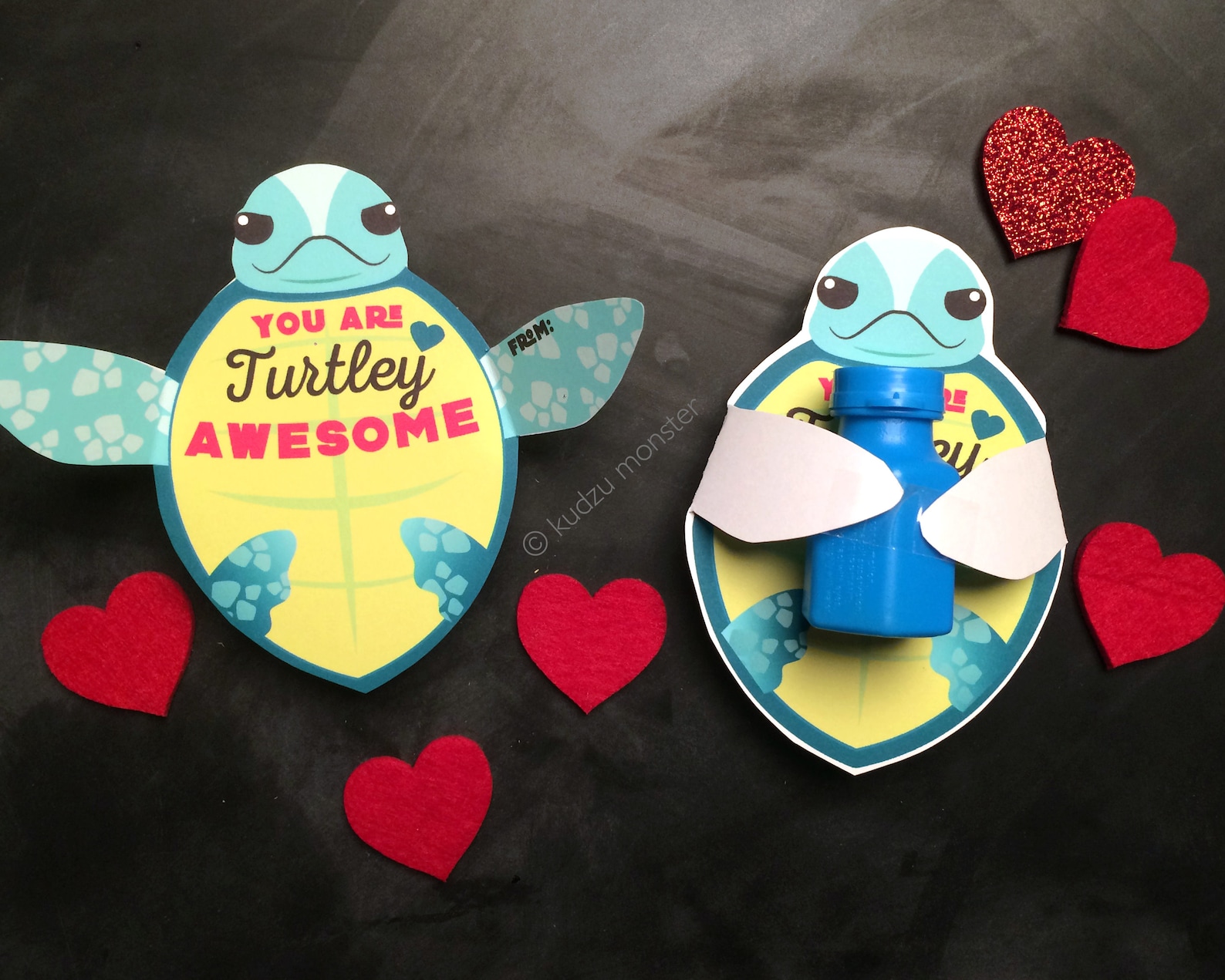 Sea Turtle Valentine Candy Hugger Cute Valentine's Instant | Etsy