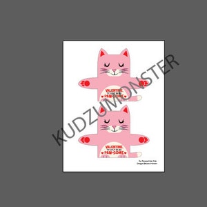 Cat Valentines Candy Huggers Printable Kitten Valentine Cards White Cat ...