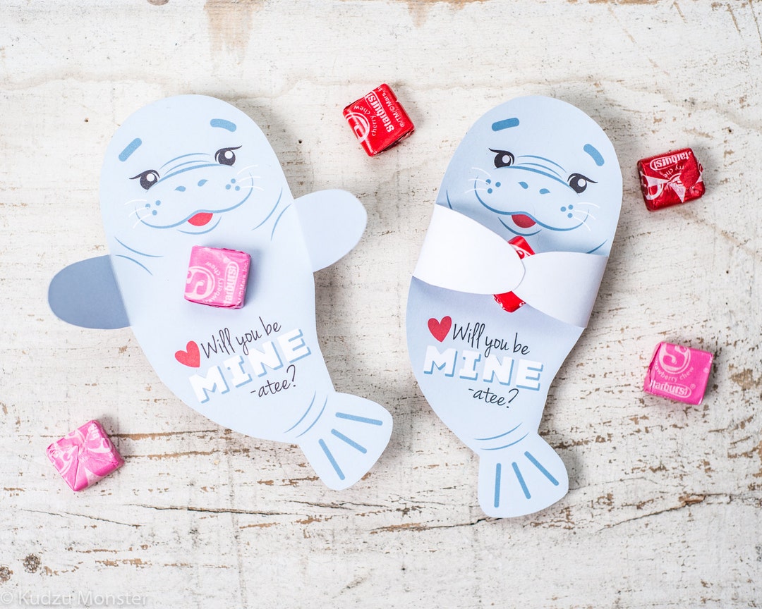 Manatee Valentine Candy Hugger Cute Valentine's Sea Cow Be Mine-atee ...