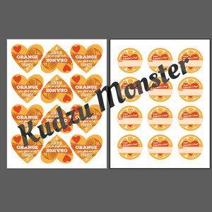 Printable Orange Valentine Tag Cutie Clementine Healthy Non Candy ...