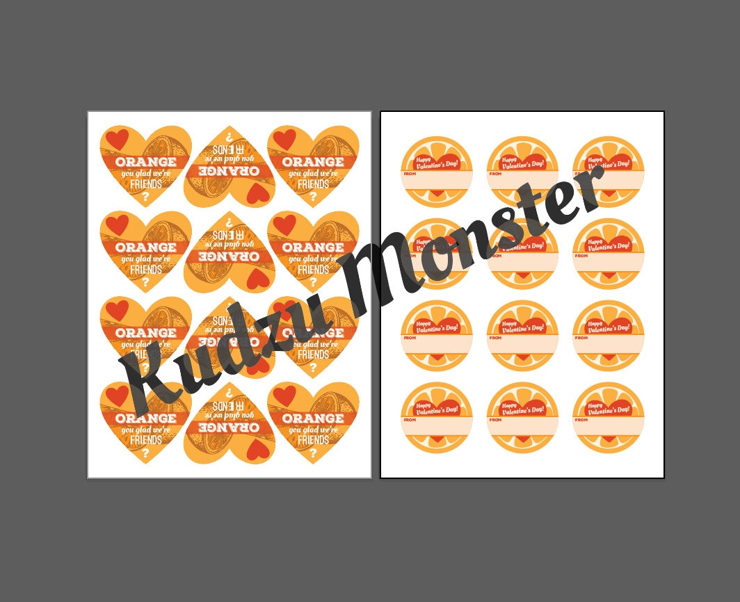 Printable Orange Valentine Tag Cutie Clementine Healthy Non Candy ...