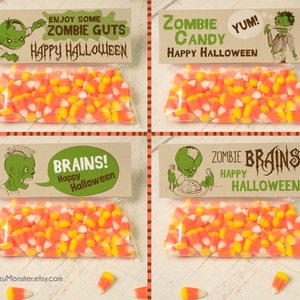 INSTANT DOWNLOAD Halloween Zombie Treat Topper Combo Pack Candy Bag ...