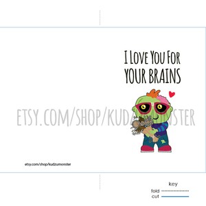 INSTANT DOWNLOAD Cute Zombie Printable Nerd Walking Dead I Love You for ...