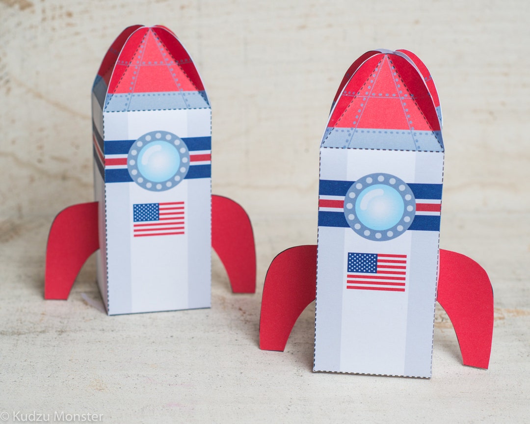 Printable Foldable Spaceship Shuttle Valentine's Day Boxes Favor Gift ...