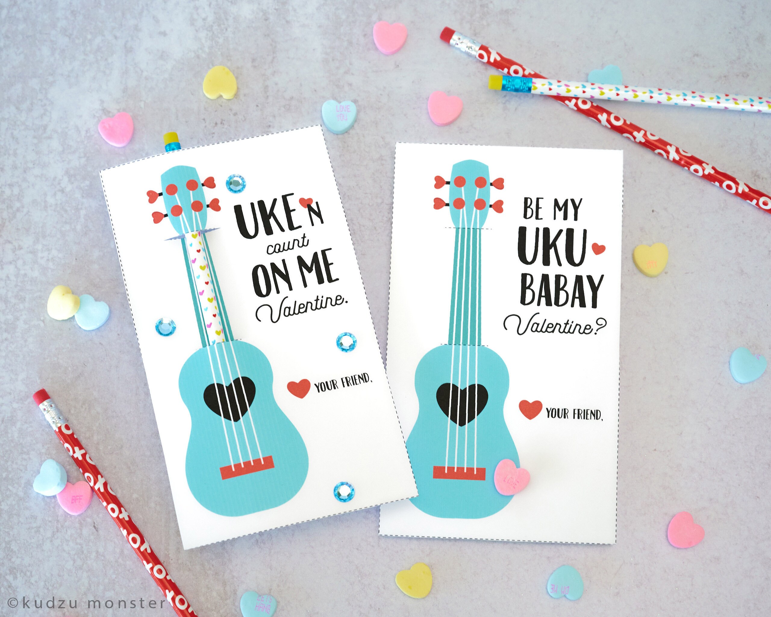 Ukulele Valentine Printable INSTANT DOWNLOAD Pencil Holder - Etsy