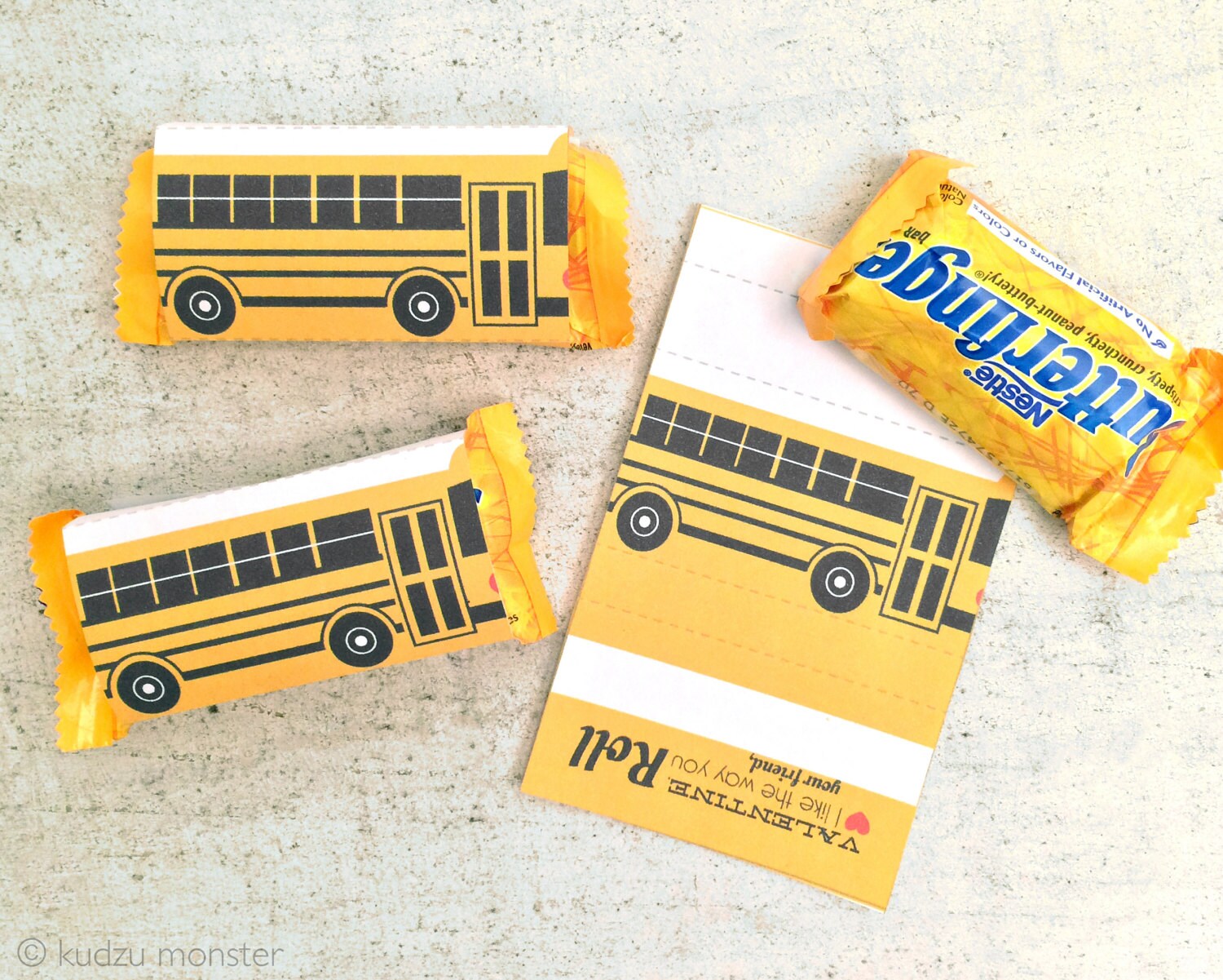 School Bus Valentine Candy Bar Wrapper for Fun Size Butterfingers - Etsy