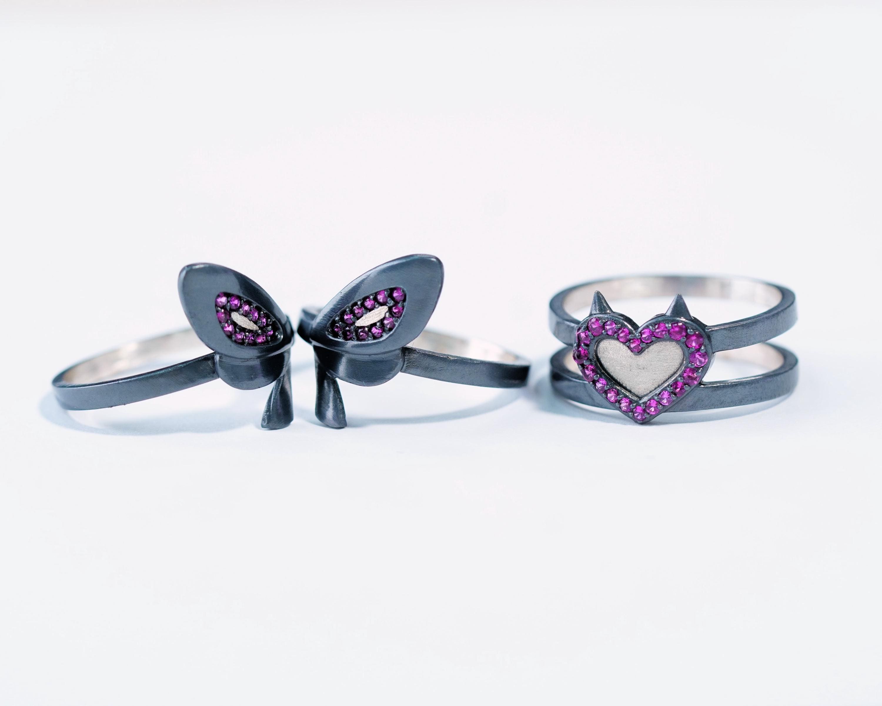EXCLUSIVE Clove Butterflies and Heart Ring - Sterling Silver 950 ...
