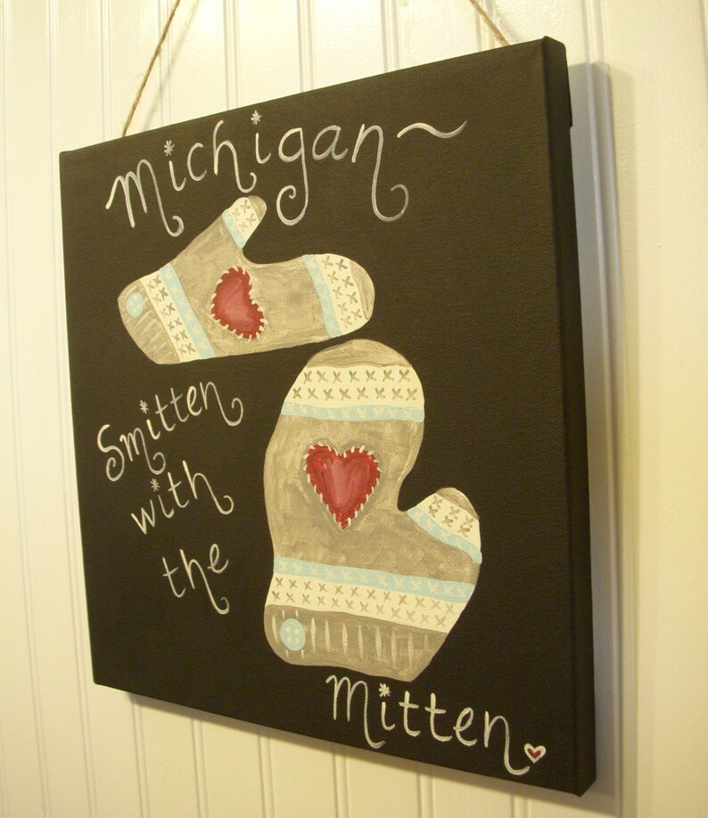 Michigan Mitten Original Canvas Painting 12 X 12 Artwork Hand Painted ...