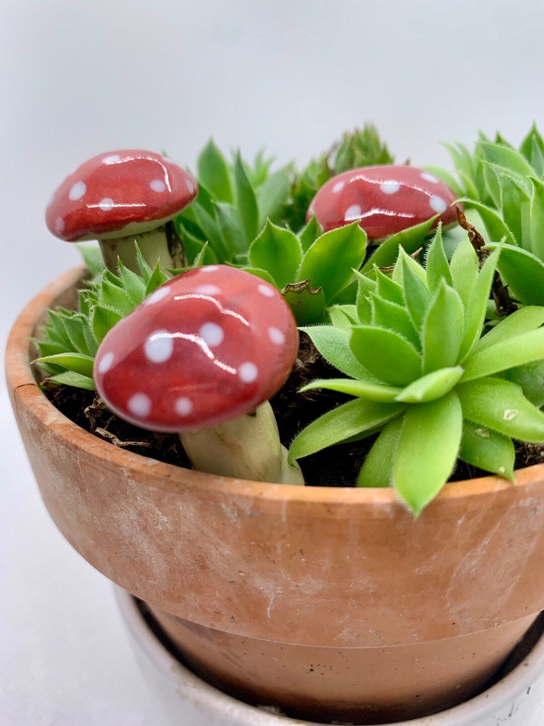 Trio of Ceramic Mushrooms L Hand Painted, Hand Formed Pottery L Unique ...