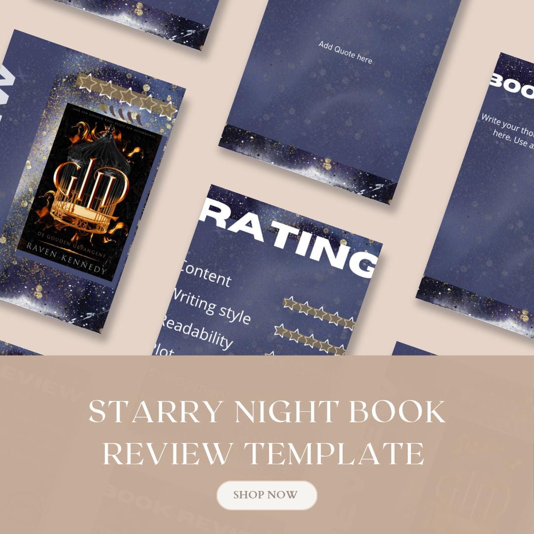 Starry Night Book Review Template Minimalist Canva Editable Bookstagram ...
