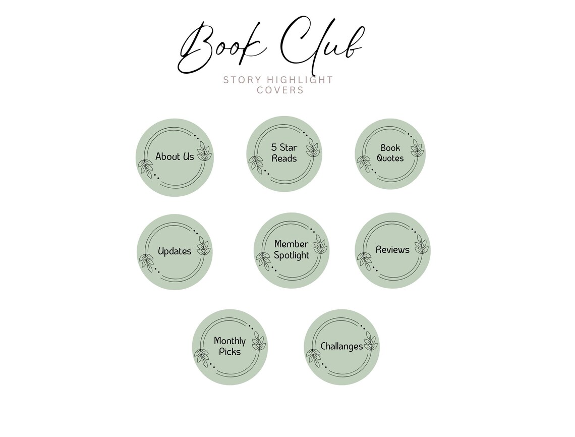 Book Club Instagram Story Highlight Covers | Sage Green Bookish Icons ...