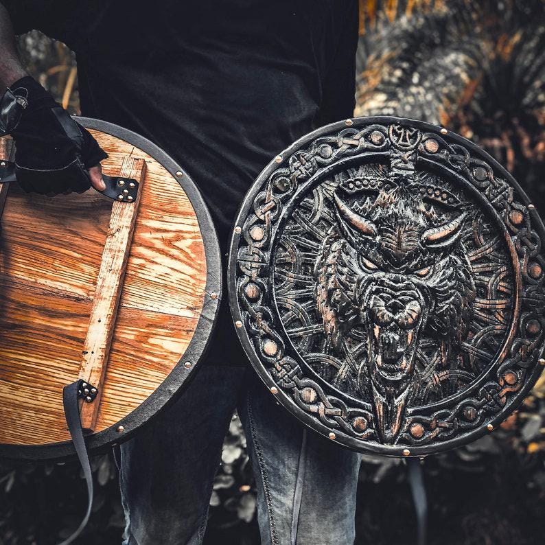 Custom Viking Shield, Viking Wolf Shield, Viking Round Shield, Cosplay ...