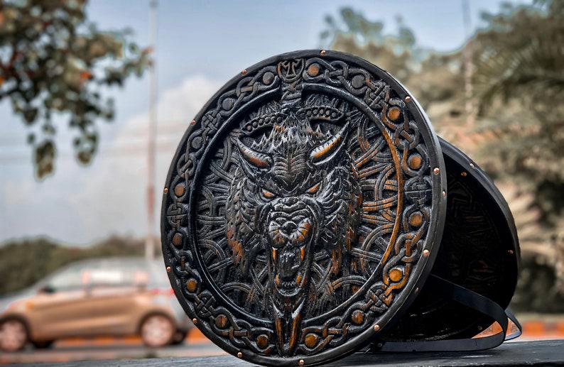 Custom Medieval/norse Fenrir Shield, Viking Round Shield, Viking Wolf ...