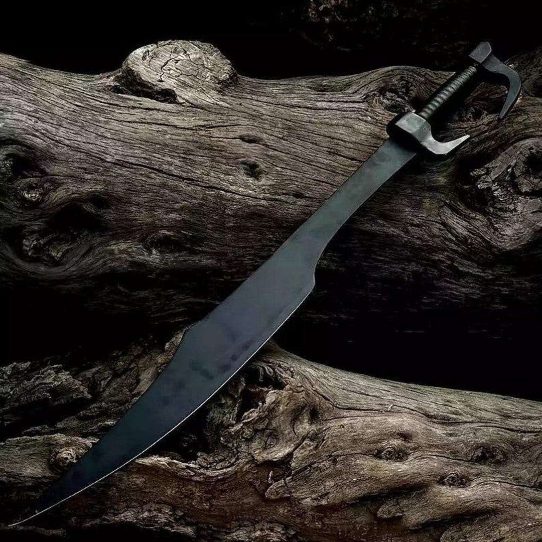 Black Fantasy Sword | Handmade Carbon Steel Sword | Curved Blade ...