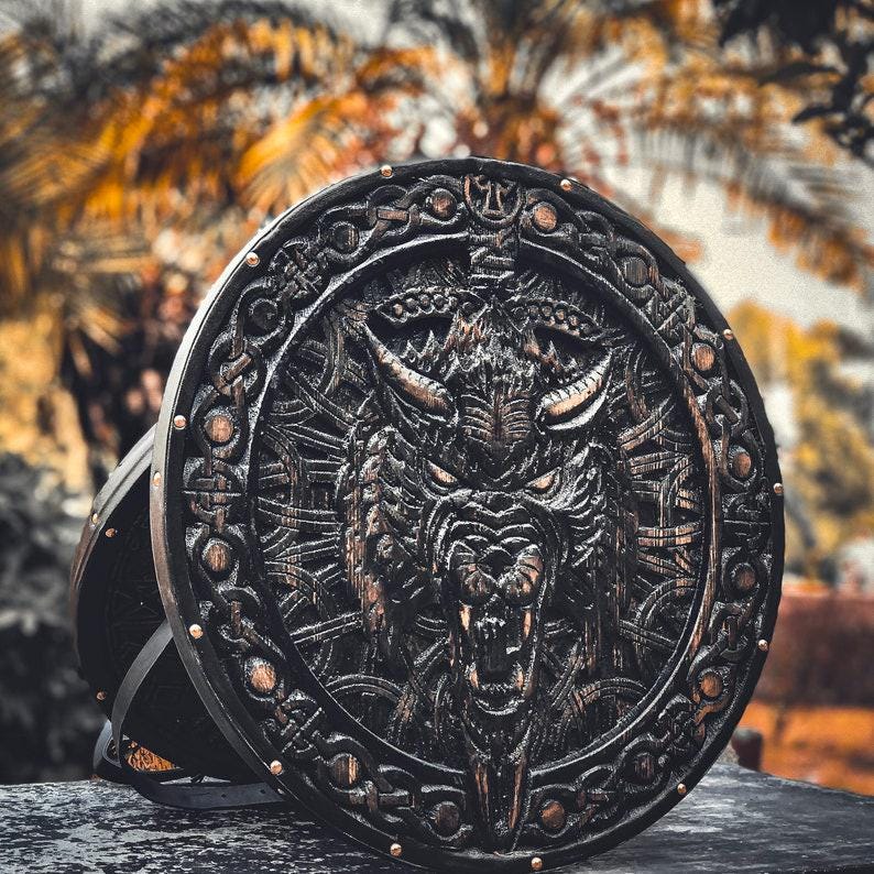 Custom Medieval/norse Fenrir Shield, Viking Round Shield, Viking Wolf ...