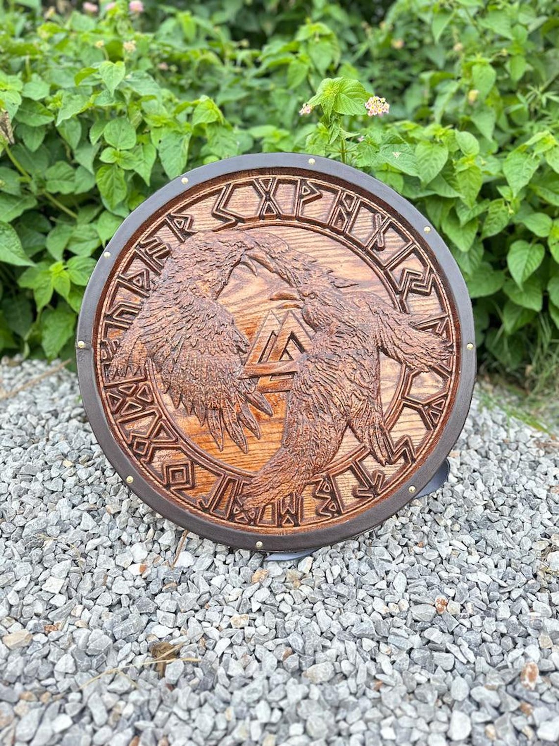 Custom Viking Raven Shield & Axe Set | Medieval Round Shield | Viking ...