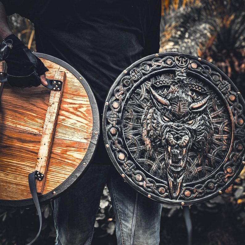 Custom Medieval/norse Fenrir Shield, Viking Round Shield, Viking Wolf ...