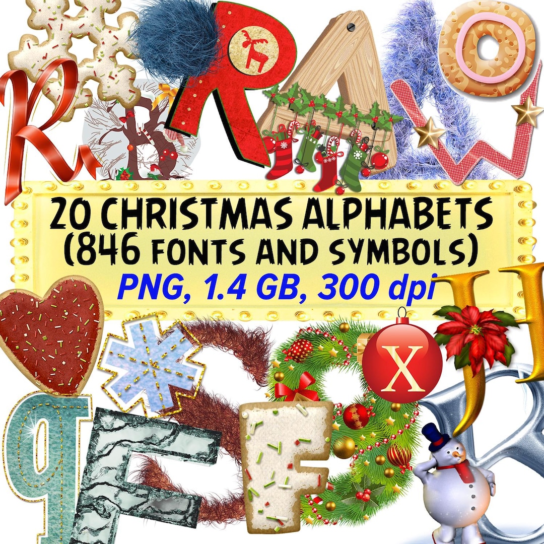 20 Christmas Alphabets Christmas Font PNG Christmas Clip Art Holyday ...