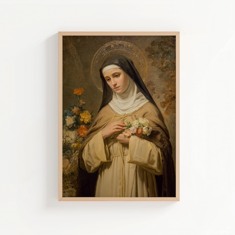 Saint Teresa of Ávila Oil Painting Print, Oil Paint Style Christian ...