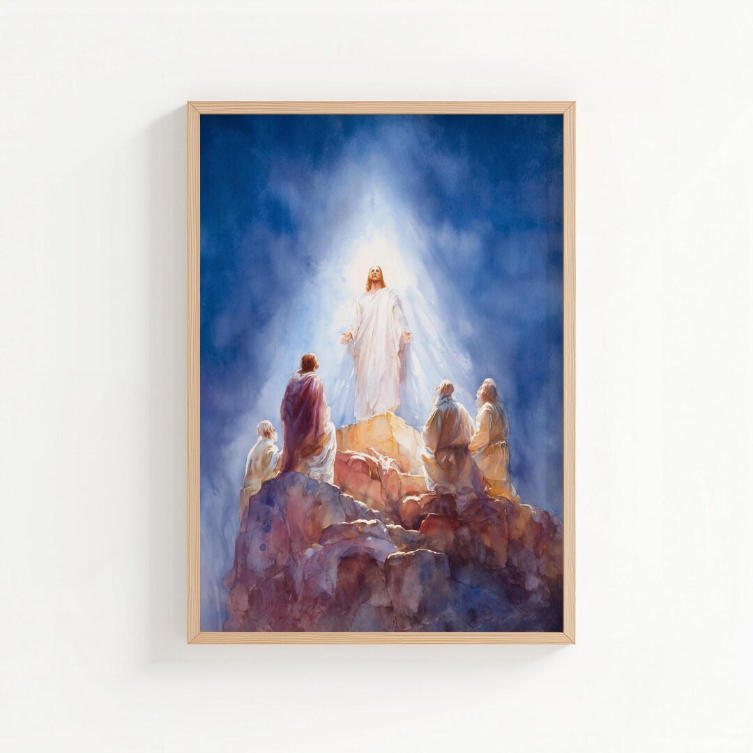 The Transfiguration on the Mountain Watercolor Painting Print: Jesus ...