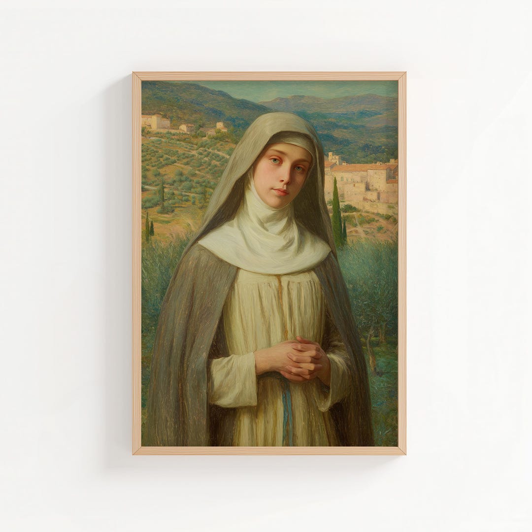 Saint Clare of Assisi Oil Painting Print, Oil Paint Style Christian ...