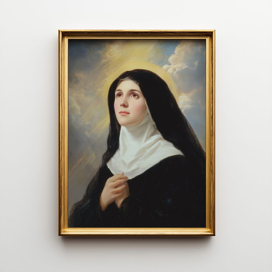 Saint Faustina Kowalska Oil Painting Print, St Faustina Oil Paint Style ...