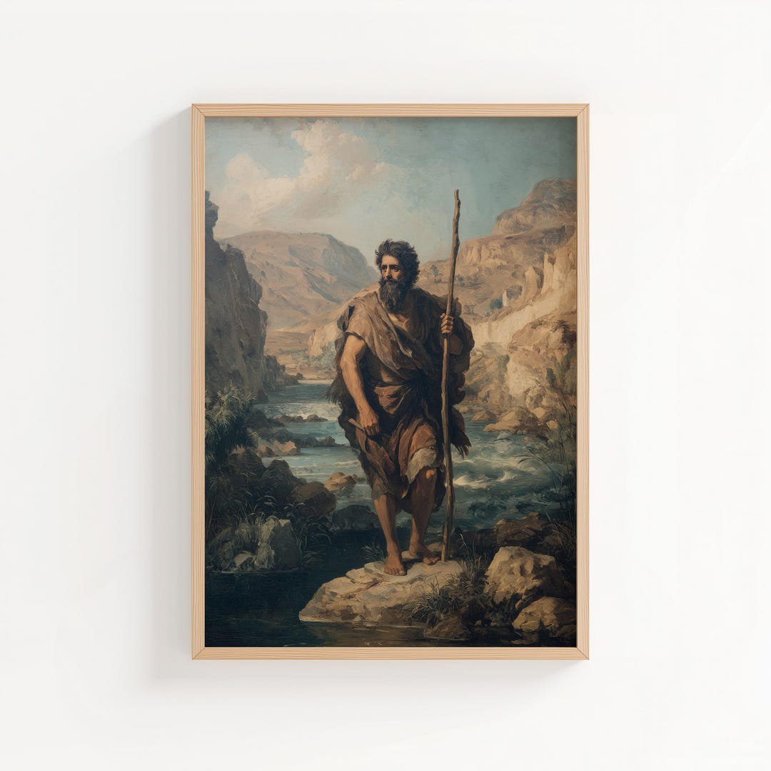 Saint Christopher Oil Painting Print, Oil Paint Style Christian Saint ...