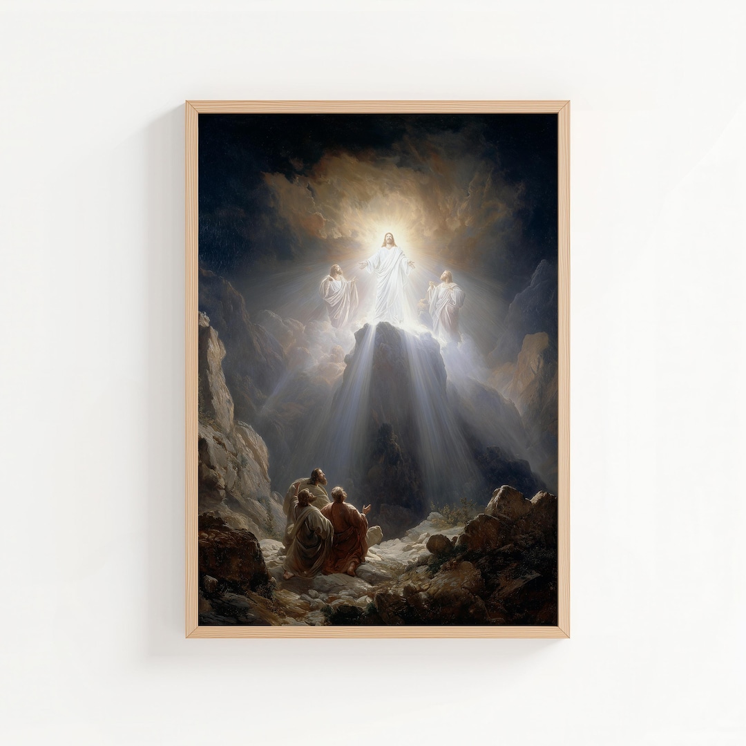 The Transfiguration on the Mountain Oil Painting Print: Jesus Biblical ...