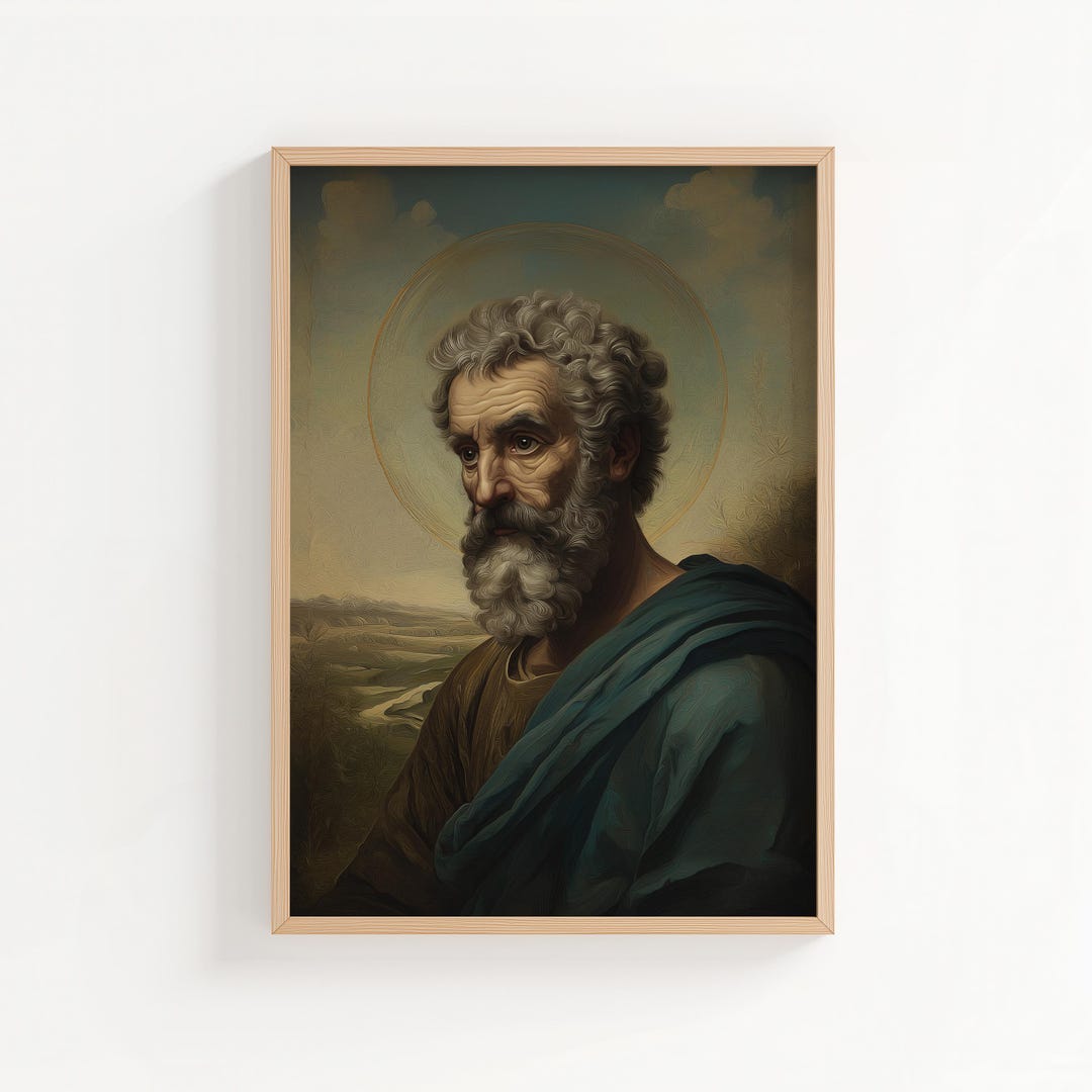 St Peter Oil Painting Print, Oil Paint Style Christian Saint Wall Art ...