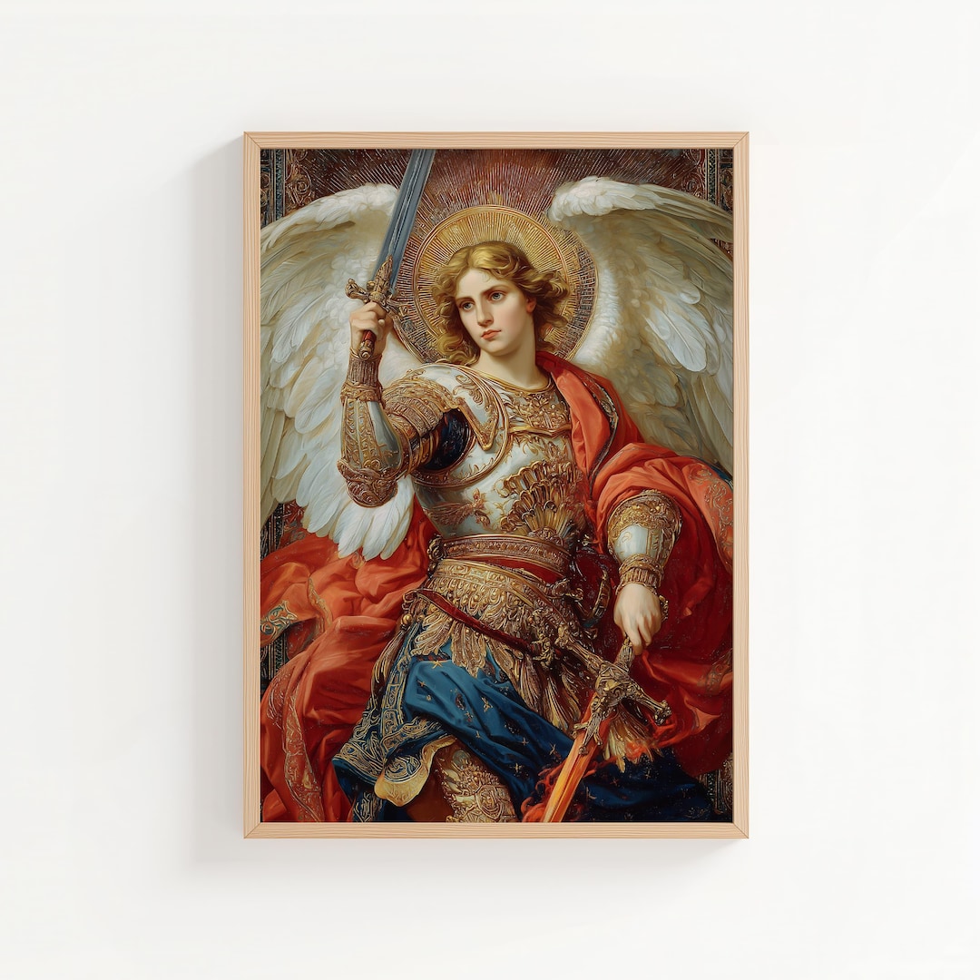 Saint Michael the Archangel Oil Painting Print, Oil Paint Style ...