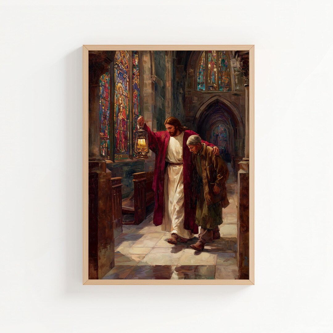 Jesus's Guidance Oil Painting Print, Jesus Guiding Lost Traveler in ...