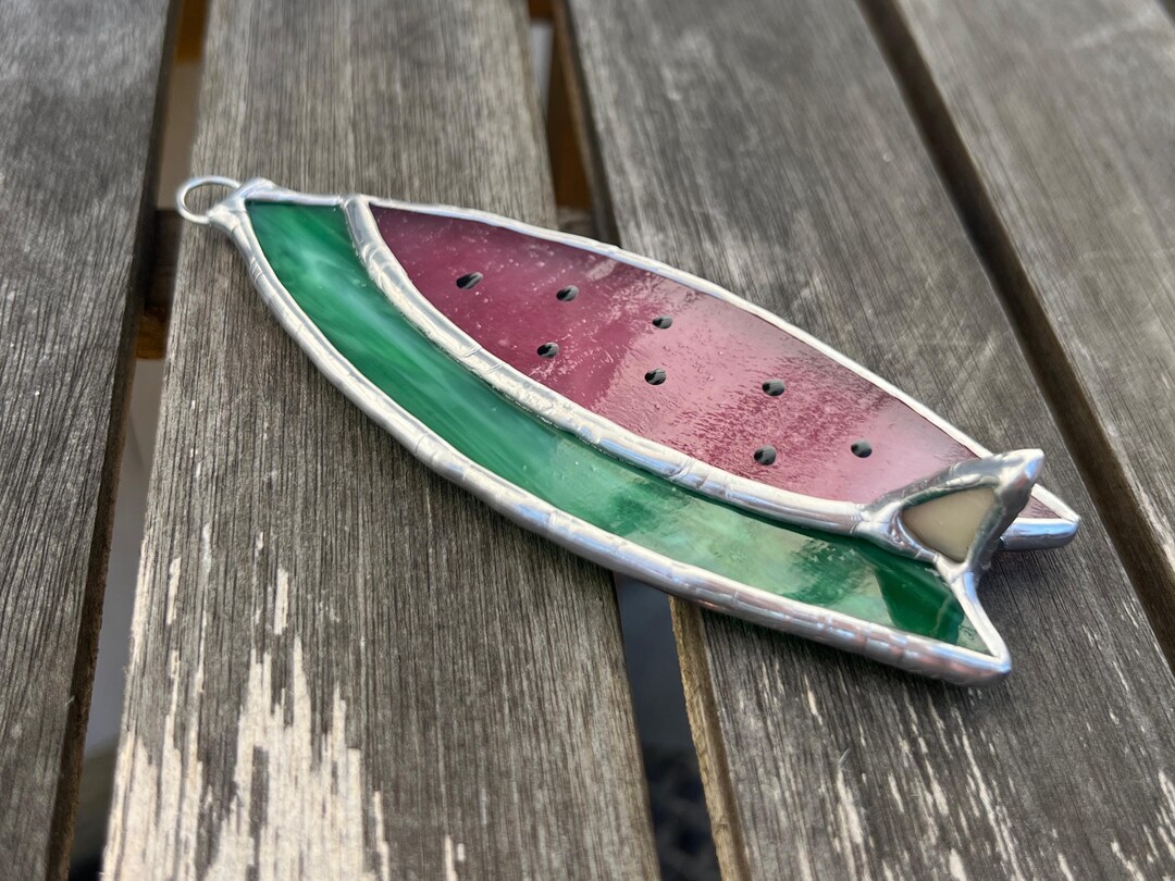 Stained Glass Surfboard Watermelon Fruit Decor Sun Catcher Wall Art ...