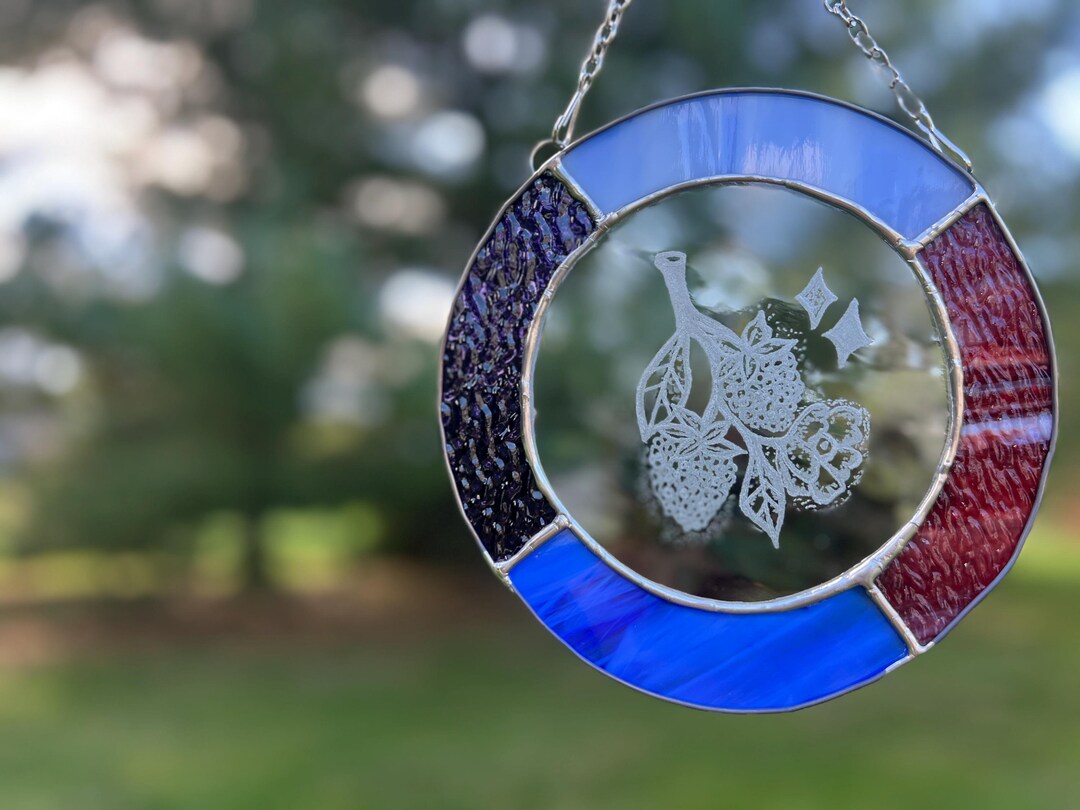 Berry Stained Glass Suncatcher, Window Hanger, Glass Engraving ...