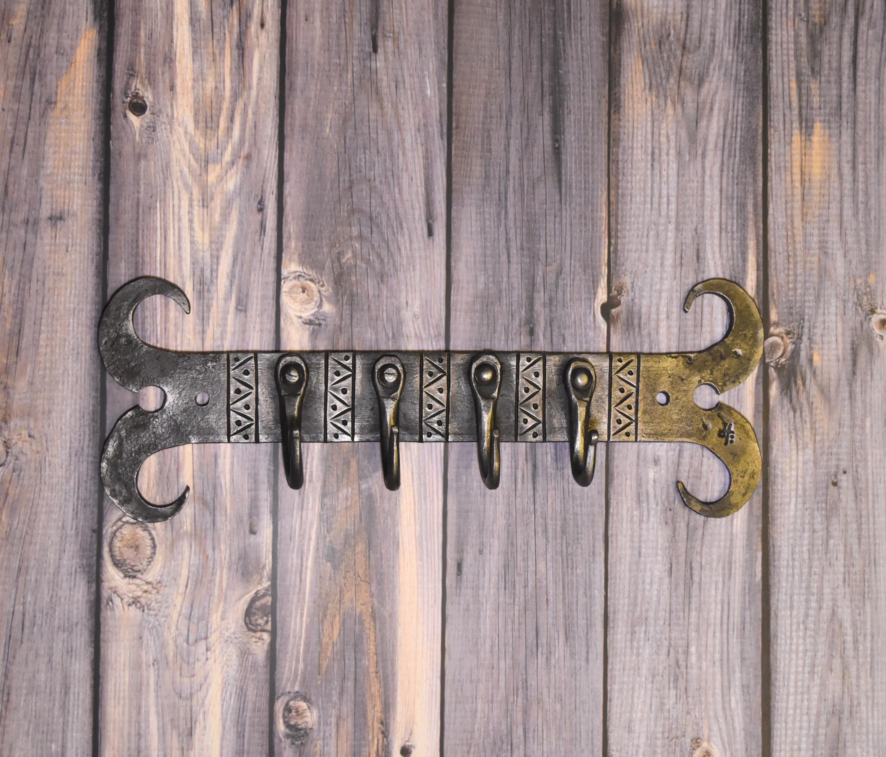 Hand-forged Key Rack / Small Hook Rack, Blacksmith-made - Etsy