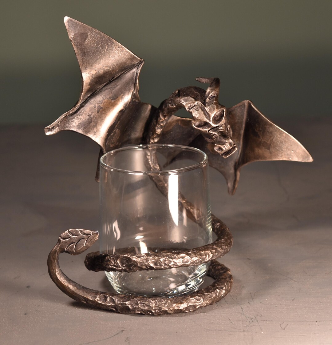 Hand-forged Desk Dragon Pencil Holder, Ornament, Office, Unique Gift ...