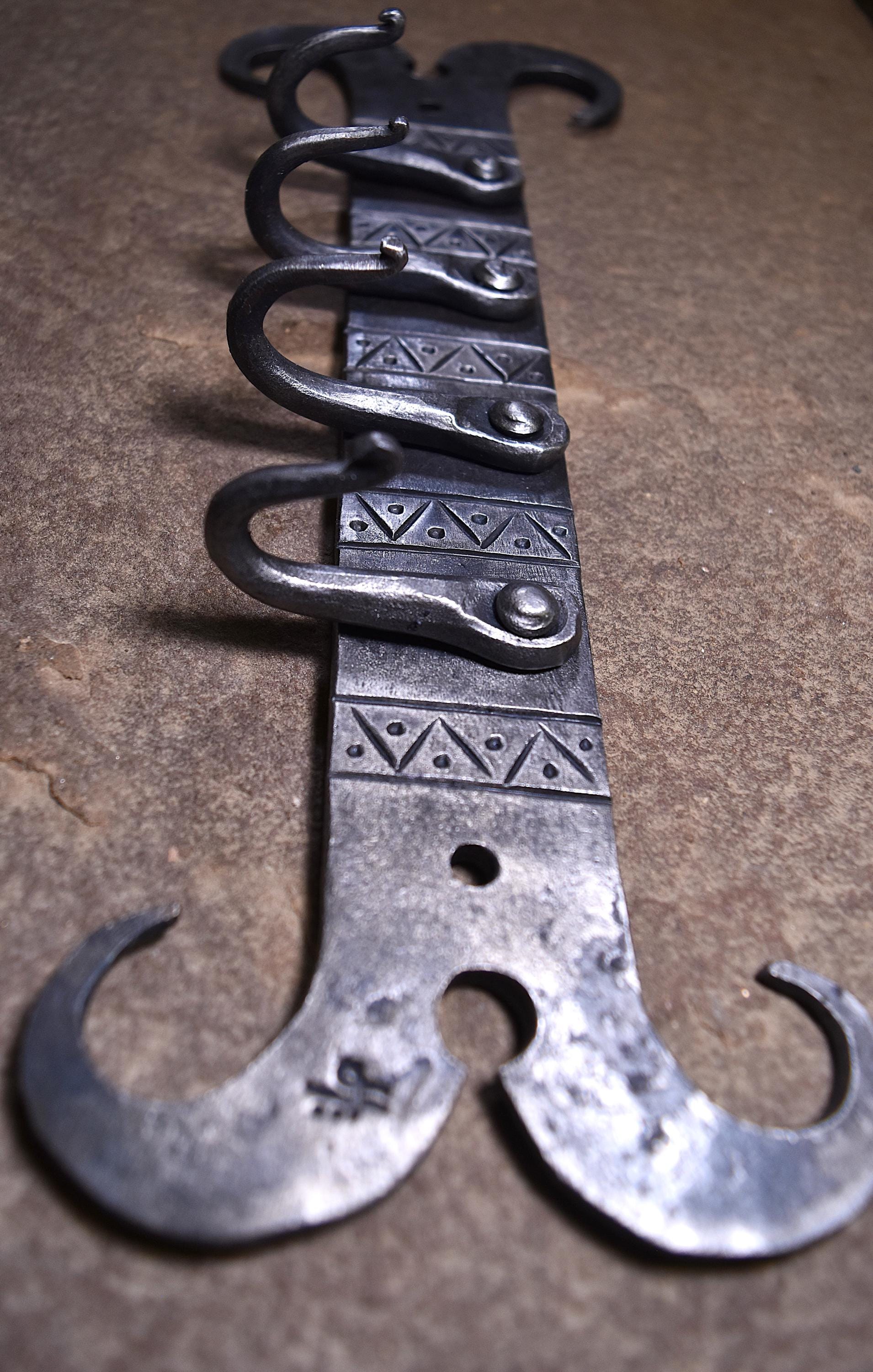 Hand-forged Key Rack / Small Hook Rack, Blacksmith-made - Etsy